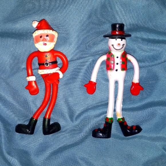 Unbranded | Holiday | Vintage Bending Santa And Snowman Figures Toys ...
